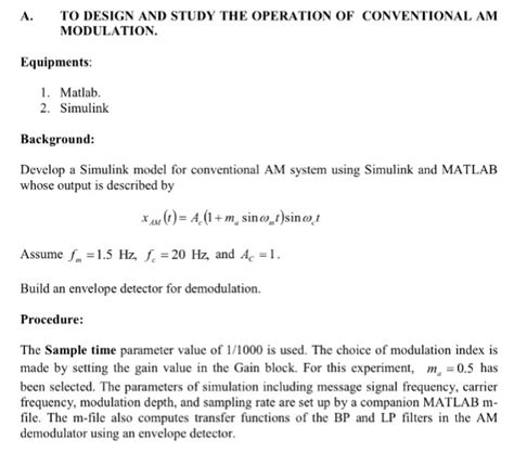 Solved Develop Simulink Model For Conventional Am System