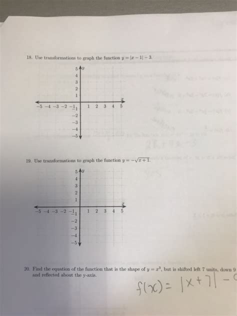 solved 18 use transformations to graph the function y 1 3