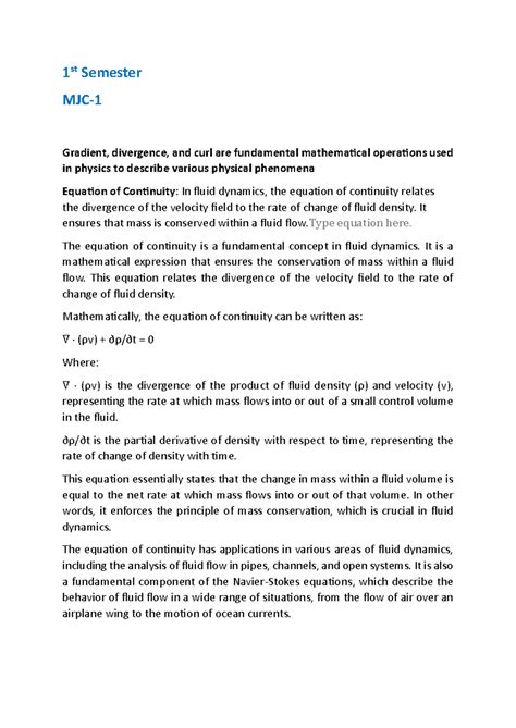 Applications Of Gradient Divergence And Curl 1 St Semester Mjc 1 Gradient Divergence And