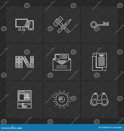 Camcoder Camera Video Multimedia Computer Setting Eps Icons Set Vector Stock Vector