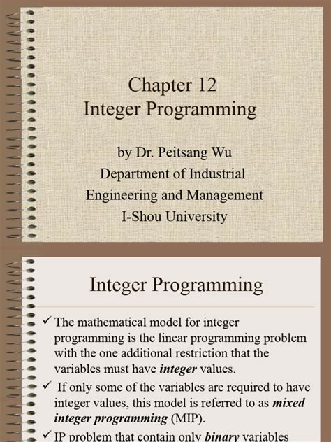 week 1 integer progrmming pdf teaching methods and materials computers