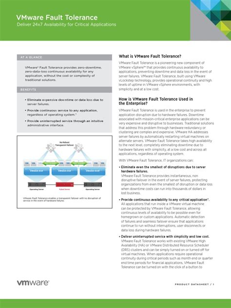 Vmware Fault Tolerance Ft Ds En Pdf V Mware Fault Tolerance
