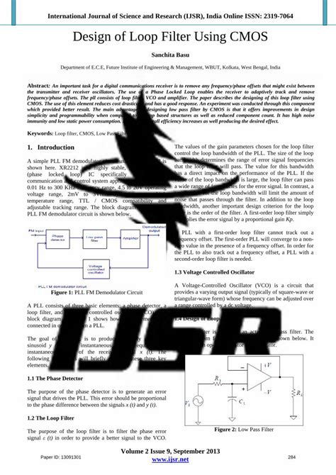 Pdf Design Of Loop Filter Using Cmos Dokumentips