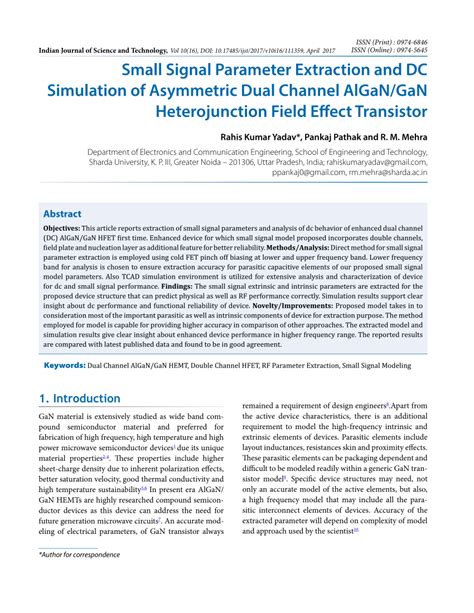 pdf small signal parameter extraction and dc simulation of asymmetric