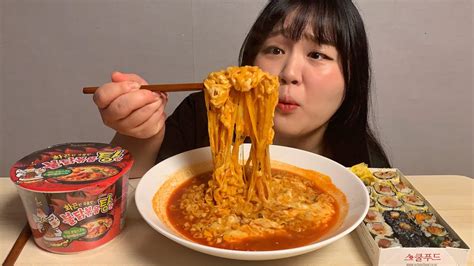 꾸덕한 치즈 불닭볶음탕면 스쿨푸드 스팸계란마리 맛있더라♥️ Youtube