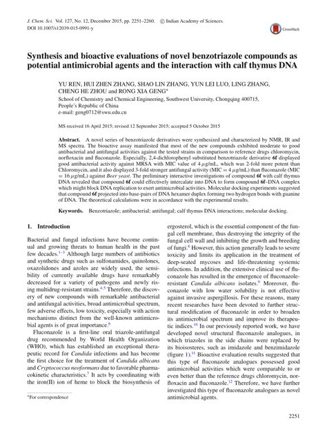 Pdf Synthesis And Bioactive Evaluations Of Novel Benzotriazole