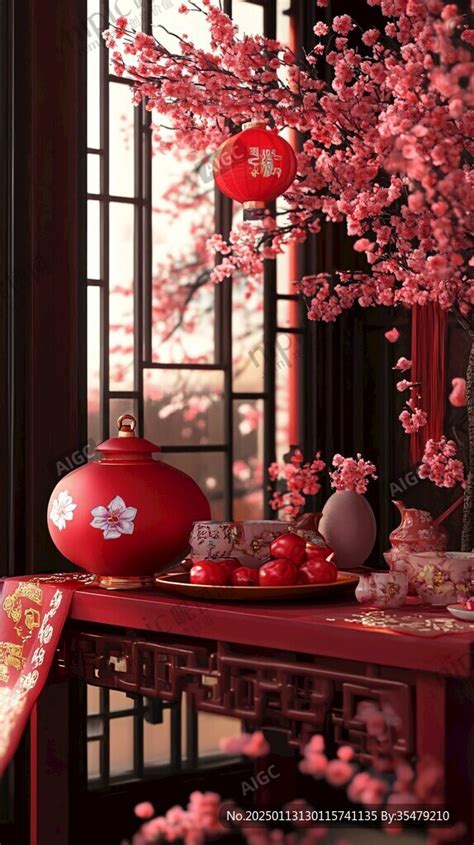 Ai创作图中式樱花布景 灯笼与红樱 春节氛围陈设 梅花与灯笼 2022春节dp小景 新春装饰摆件 春节喜气 新年春节氛围灯笼 鲜花红灯笼 喜庆场景灯笼密布 春节dp小景 喜庆氛围渲染 元宵节拍