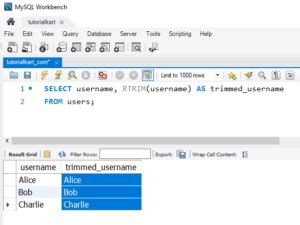 SQL RTRIM String Function Syntax Examples