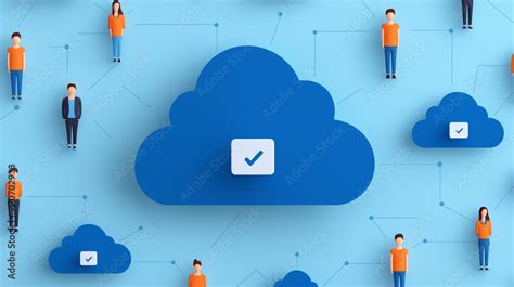 Digital Illustration Of Cloud Storage Connecting Multiple Users Across Different Locations