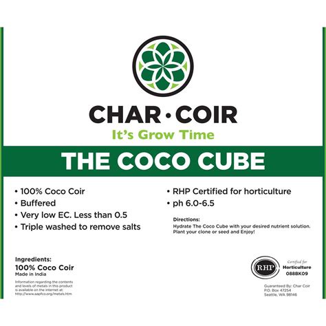 Char Coir Coco Cube Cultivate Supply