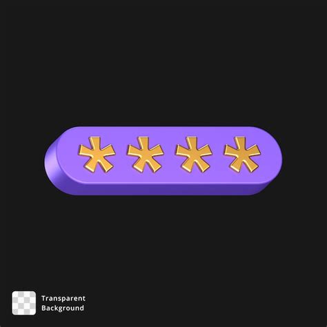 Premium Psd 3d Icon Of A Purple Password Input Box With Gold Stars Inside
