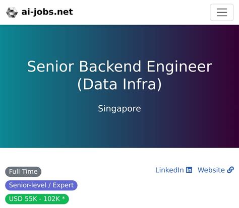 [hiring] senior backend engineer data infra in singapore r ai ml jobs