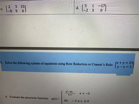 Solved Solve The Following System Of Equations Using Row Chegg Com