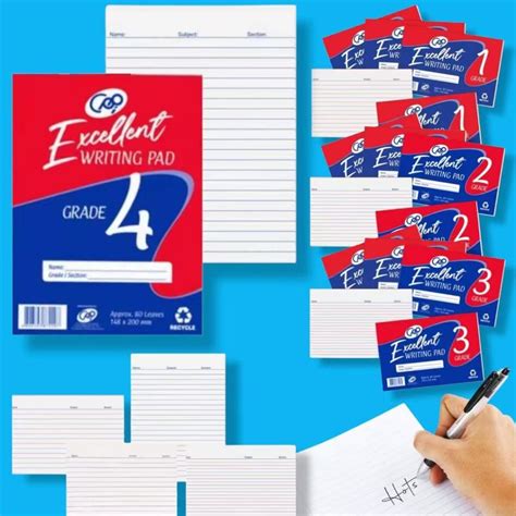 10pcspack Pad Paper Writing Pad Grade 1 Grade 2 Grade 3 Grade