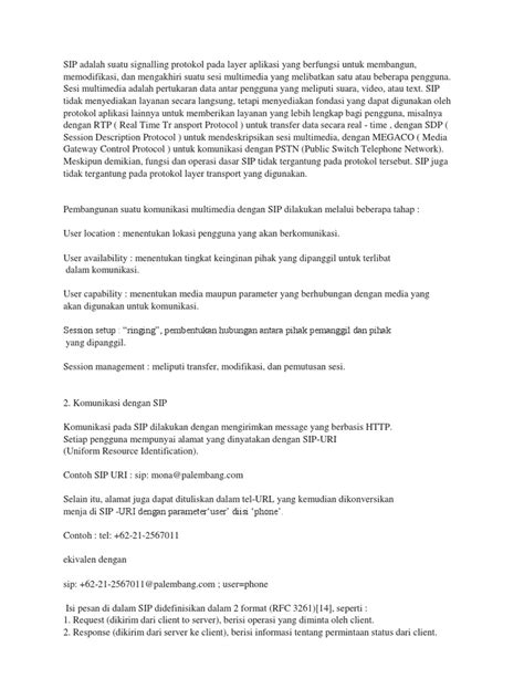 Sip Adalah Suatu Signalling Protokol Pada Layer Aplikasi Yang Berfungsi Untuk Membangun Pdf