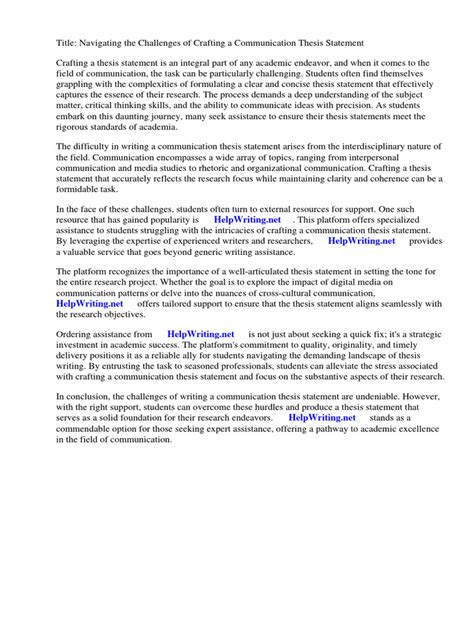 Communication Thesis Statement Pdf