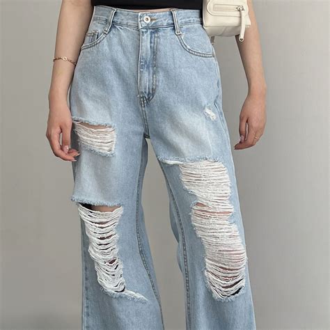 드몽드 루즈 부츠컷데님팬츠 빈티지 세미와이드 연청데님청바지 찢청 디스트로이드