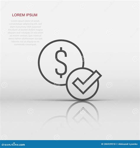 Coin Check Mark Icon In Flat Style Money Approval Vector Illustration On White Isolated