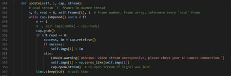 warning video stream unresponsive please check your ip camera