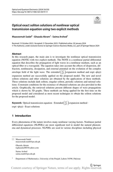 Optical Exact Soliton Solutions Of Nonlinear Optical Transmission Equation Using Two Explicit