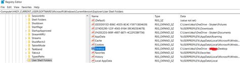 using windows 10 batch file for reading desktop location from registry