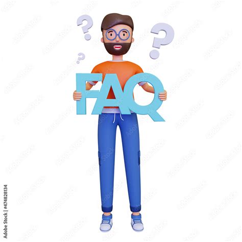 Man Holding FAQ Banner Frequently Asked Questions Illustration In A Simple And Minimalist