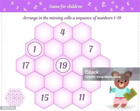 어린이와 성인을위한 논리 게임 빈 셀에 1에서 19까지의 숫자 시퀀스를 배치합니다 0명에 대한 스톡 벡터 아트 및 기타 이미지 0명 개발 공부 Istock
