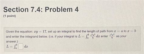 Solved Section 74 Problem 4 1 Point Given The Equation