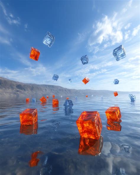 Water Surface With Floating Ice Cubes Stock Illustration Illustration Of Shiny Scene 382868481