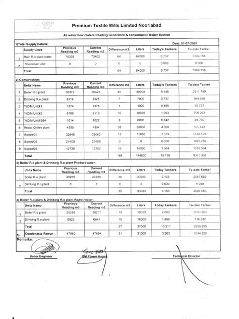 Flow Meter Reading 010725 Pdf Steam Power Plumbing