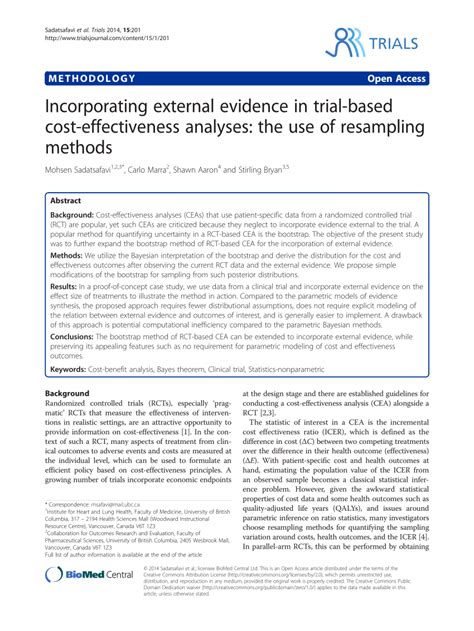 Pdf Incorporating External Evidence In Trial Based Cost Effectiveness Analyses The Use Of