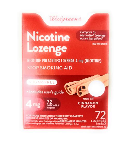 Walgreens Nicotine Lozenge 4 Mg Cinnamon 72 Ea By