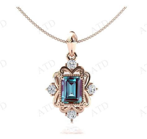 Alexandrite Pendant For Women Emerald Cut Alexandrite Gemstone Pendant