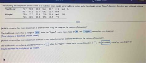solved points 0 or 1 the following data represent exam scores in a