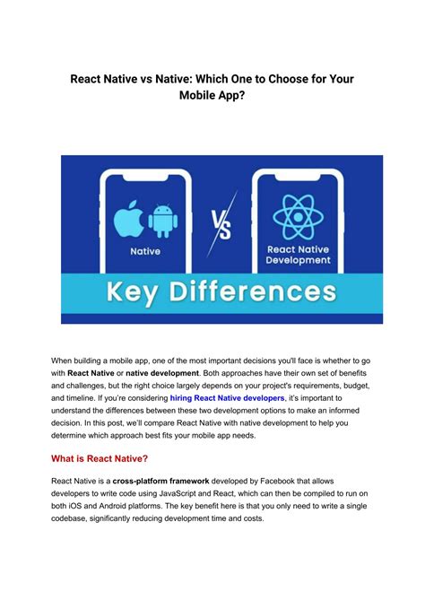 Ppt React Native Vs Native Which One To Choose For Your Mobile App Pdf Powerpoint