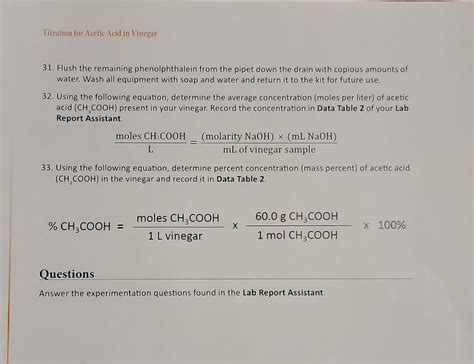 Titration Of Vinegar Lab Report Answers At Lucas Oshanassy Blog