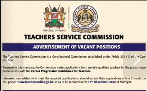 Tsc Promotion Advert For Primary And Post Primary Apply By 18th Nov Cbc Teachers Online