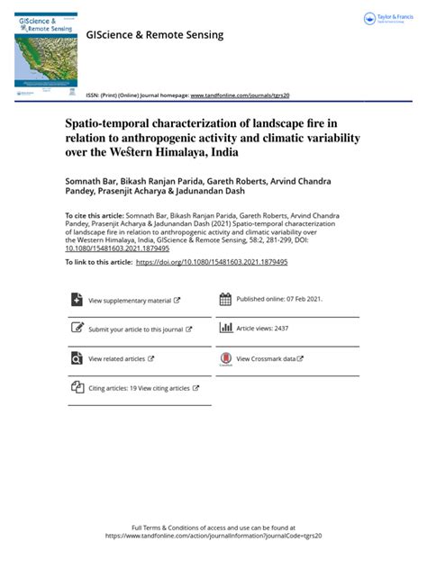 Spatio Temporal Characterization Of Landscape Fire In Relation To Anthropogenic Activity And