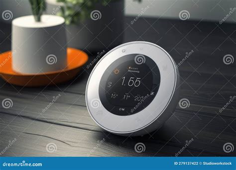 Smart Thermostat Wi Fi Enabled And Connected To Home Automation System For Temperature Control