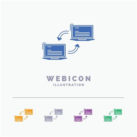 Computer Connection Link Network Sync 5 Color Glyph Web Icon