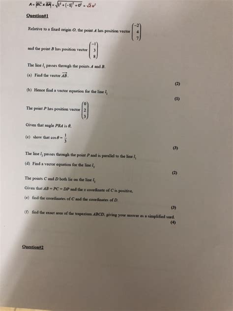Solved Question Relative To A Fixed Origin O The Point A Chegg