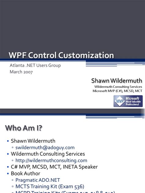 Wpf Control Customization Shawn Wildermuth Pdf Extensible