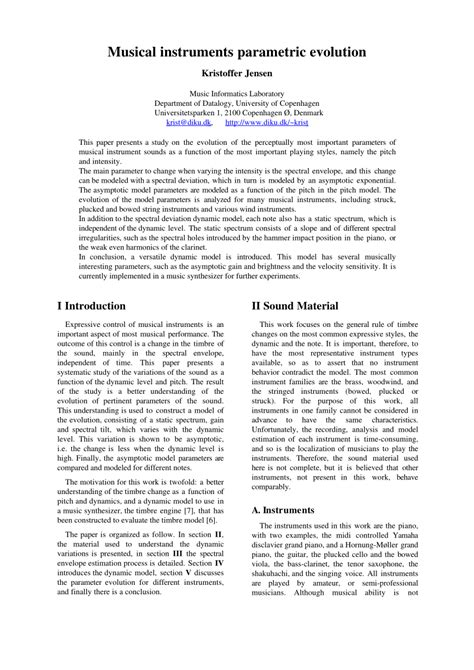 Pdf Musical Instruments Parametric Evolution