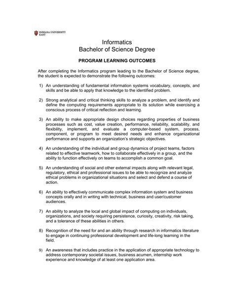 program learning outcomes