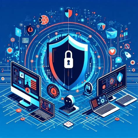 A Blue Background With A Shield And A Padlock With A Padlock And A Padlock Premium Ai