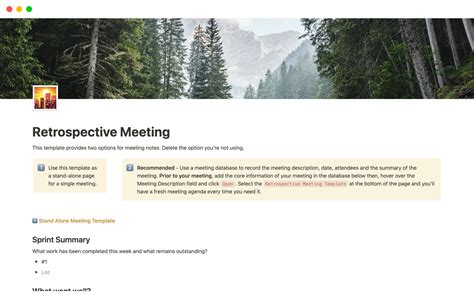Retrospective Meeting Template By Template Road Notion Marketplace