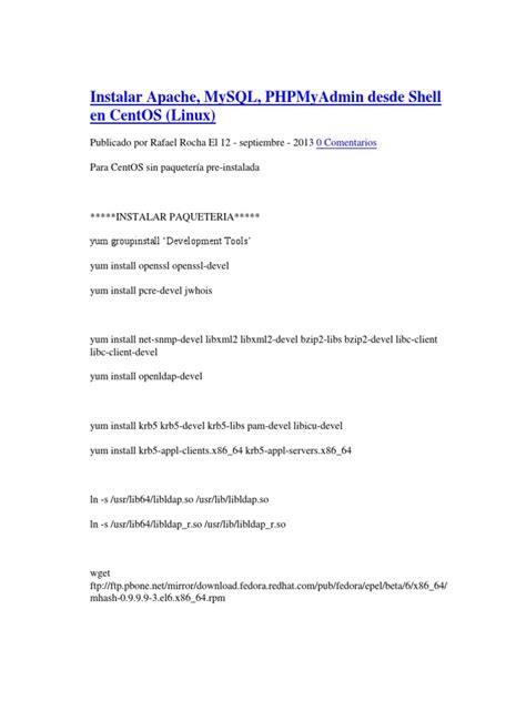 instalar apache mysql phpmyadmin desde shell en centos linux pdf