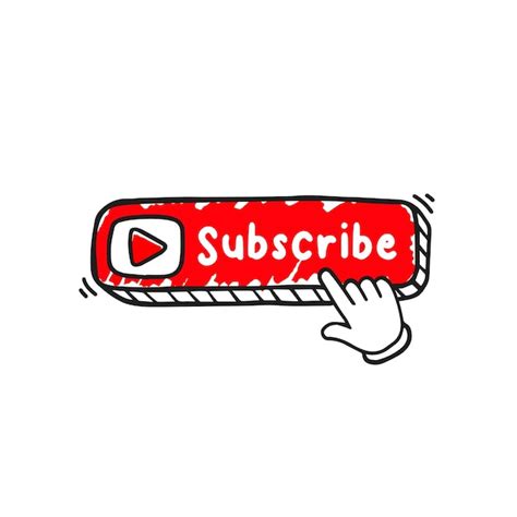 Premium Vector Hand Drawn Subscribe Red Button Click Cursor Or Hand
