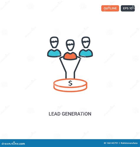 2 Color Lead Generation Concept Line Vector Icon Isolated Two Colored