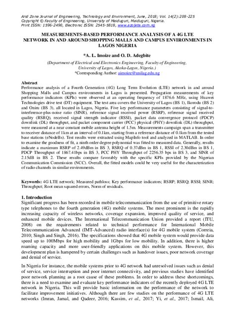 Pdf Measurements Based Performance Analysis Of A 4g Lte Network In And Around Shopping Malls